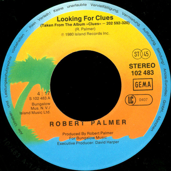 Robert Palmer – Looking For Clues 45lik Plak – Deform Müzik