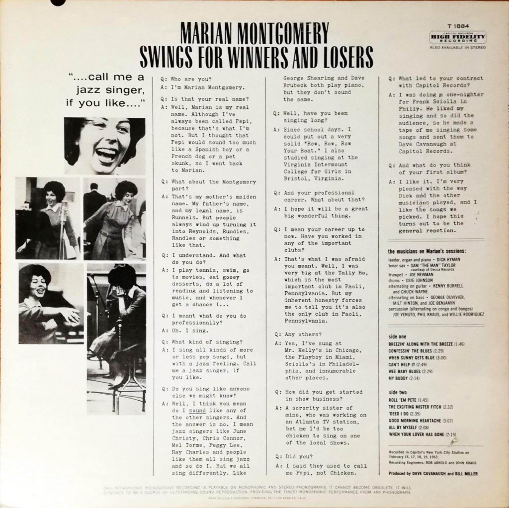 Marian Montgomery – Swings For Winners And Losers LP Plak – Deform Müzik