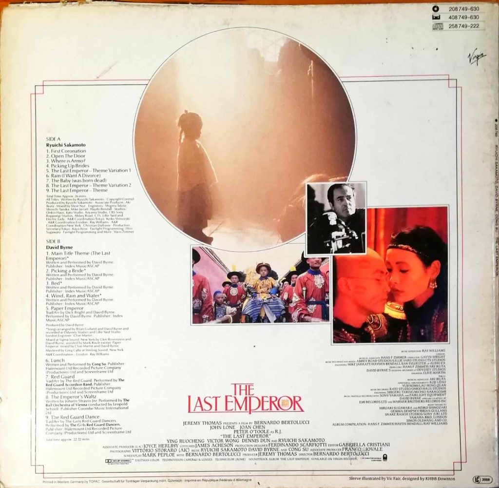 Ryuichi Sakamoto, David Byrne And Cong Su – The Last Emperor LP Plak ...